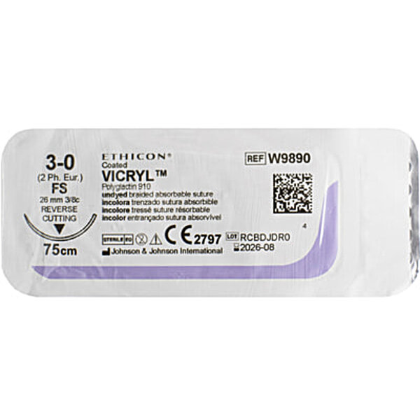 Викрил (Vicryl) 3/0 длина 75 см обр-реж. игла 26 мм W9890 - купить в Киеве и Украине | Цена ...
