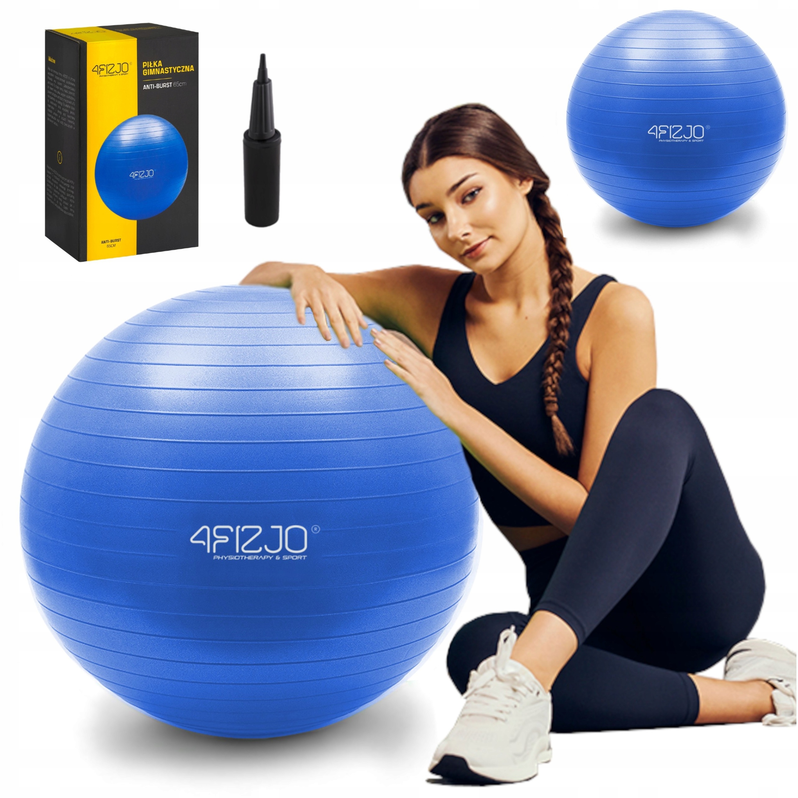 Мяч для фитнеса (фитбол) 4FIZJO 65 см Anti-Burst 4FJ0030 Blue S49-1755 ...