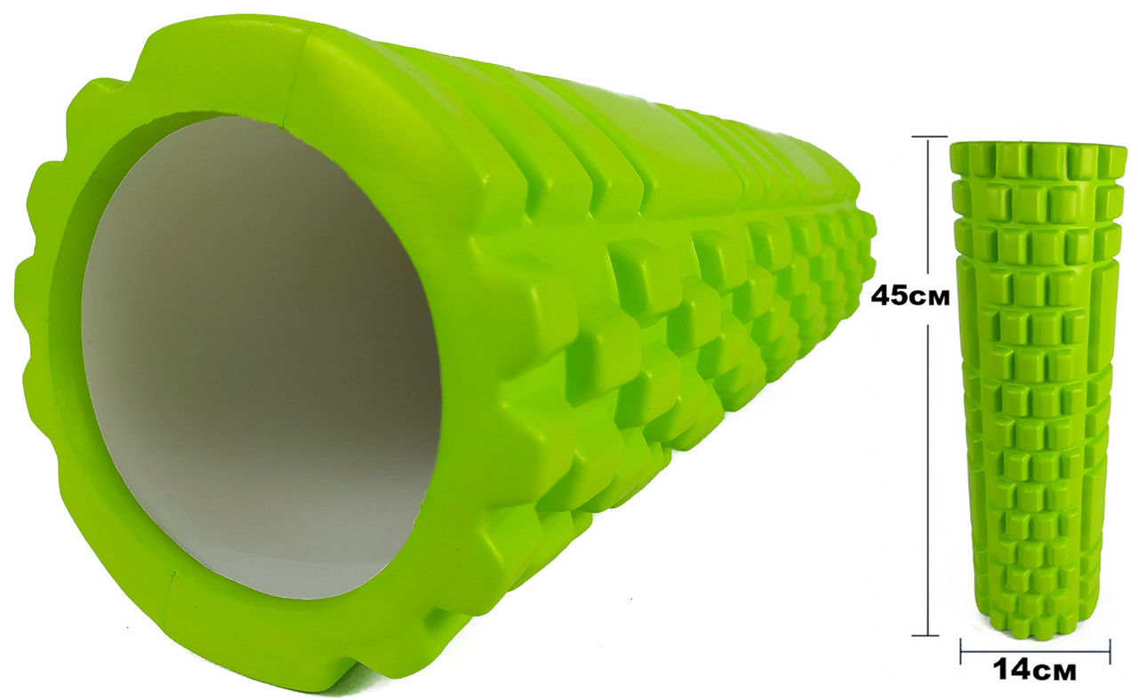 Ролик массажный EasyFit Grid Roller 45 см v.2.1 Салатовый S53-1185 ...