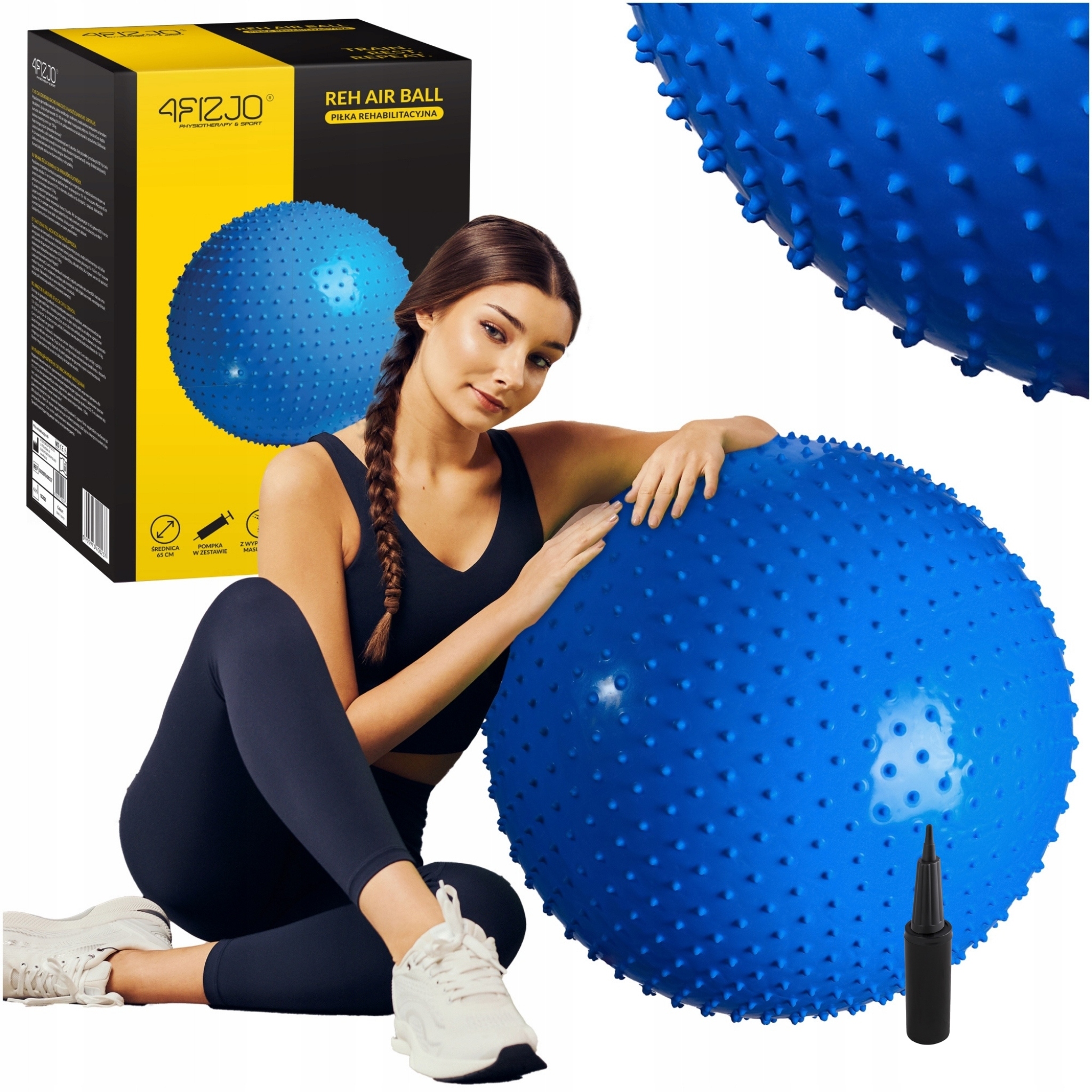 Мяч для фитнеса (фитбол) 4FIZJO 65 см массажный Anti-Burst 4FJ0616 Blue ...